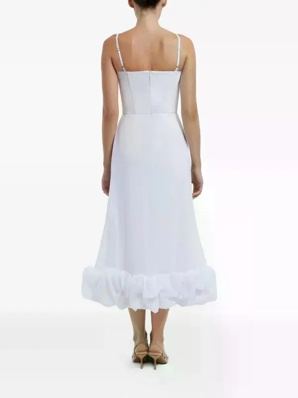POST MERIDIEM Draped-bodice Flounced Bustier Dress - White