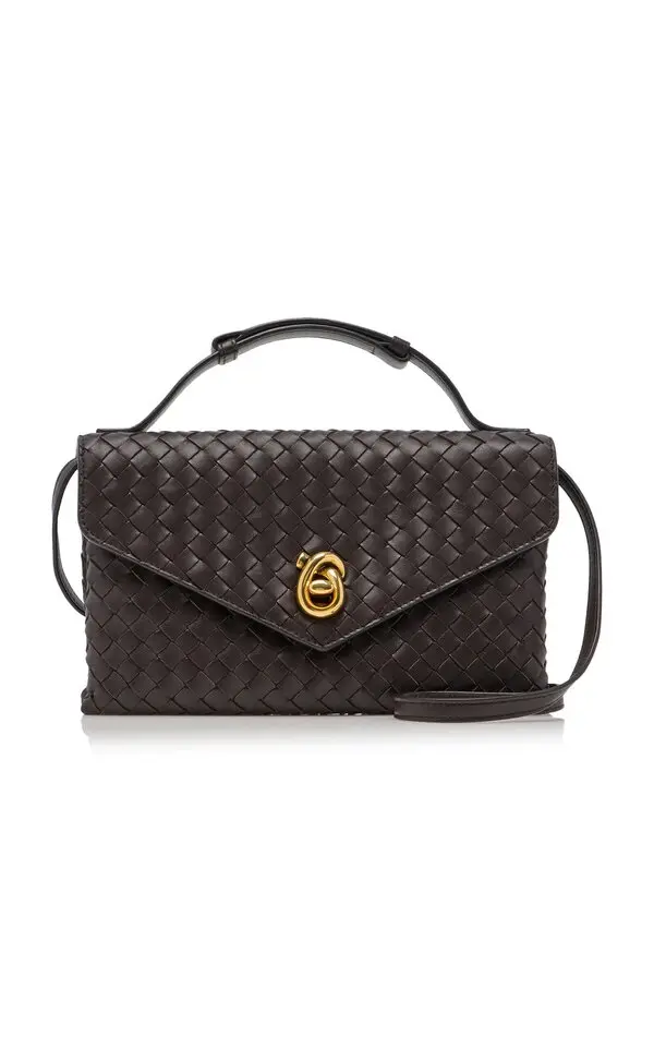 Bottega Veneta Knot-lock Intrecciato Leather Clutch - Brown