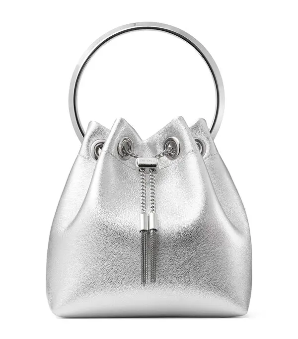 JIMMY CHOO Metallic Bon Bon Top-handle Bag - Silver