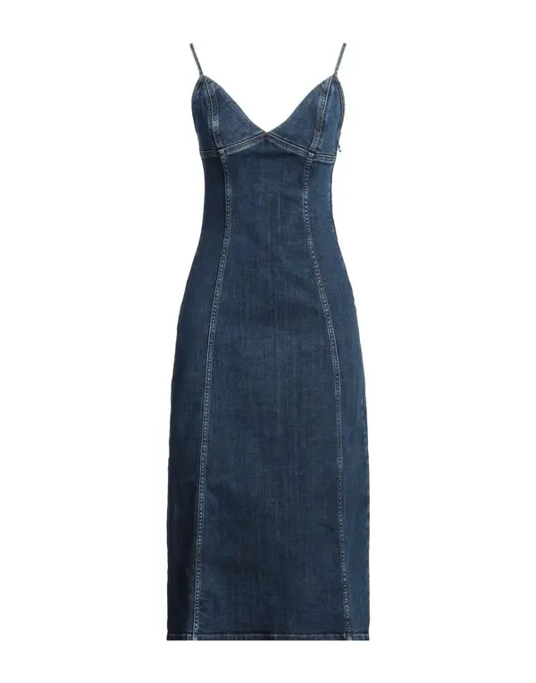 knee length dresses for ladies Pilcro and the Letterpress Blue Denim Fit-and-Flare Midi Dress – SilkRoll main image 0