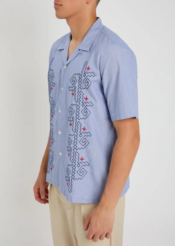 Universal Works Road Fine-striped Cotton Shirt