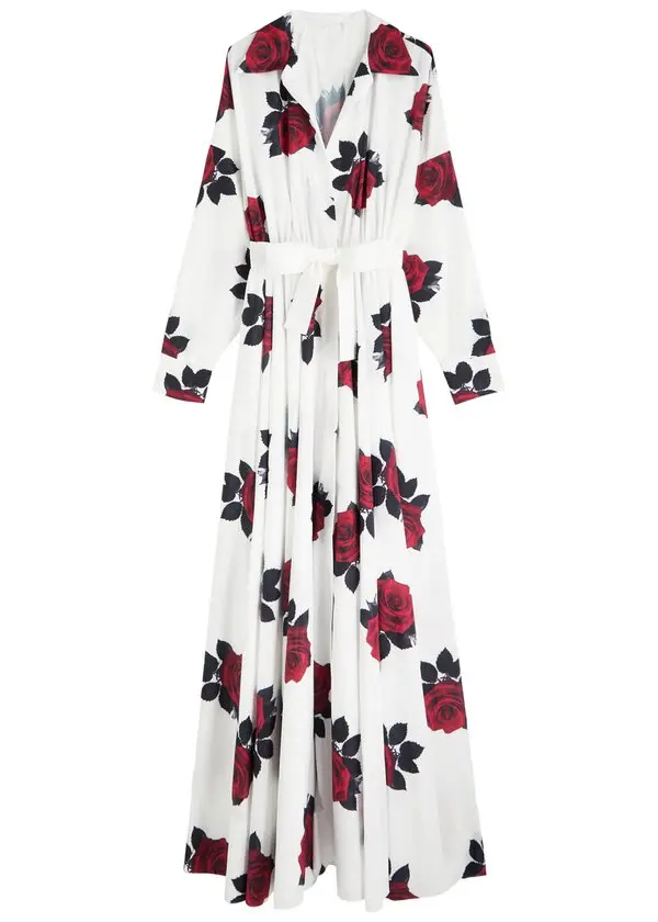 Norma Kamali Oversized Floral-print Gown - White
