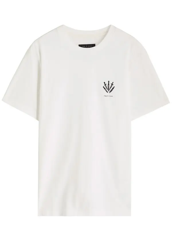 Rag & Bone Dagger Logo-embroidered Cotton T-shirt - Ecru