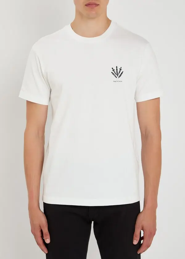 Rag & Bone Dagger Logo-embroidered Cotton T-shirt - Ecru