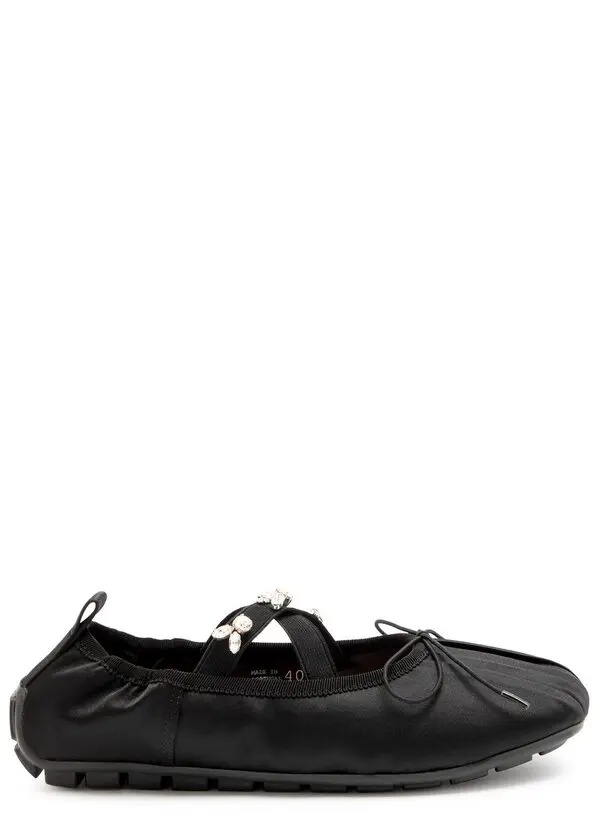 Simone Rocha Embellished Ballerina Satin Flats