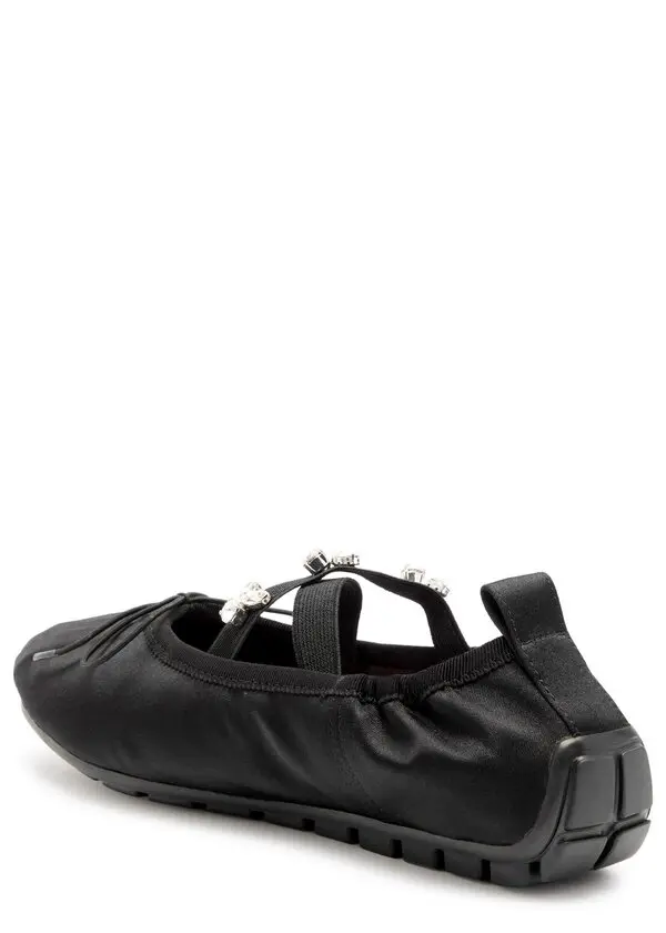 Simone Rocha Embellished Ballerina Satin Flats