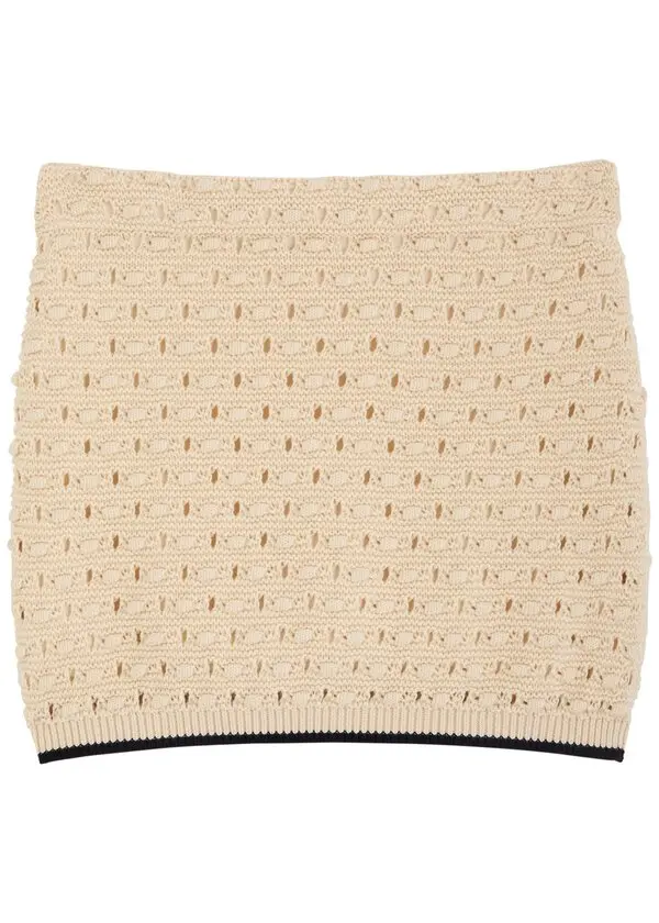 FRAME Bauble Open-knit Mini Skirt - Cream