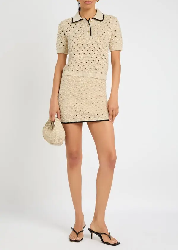 FRAME Bauble Open-knit Mini Skirt - Cream