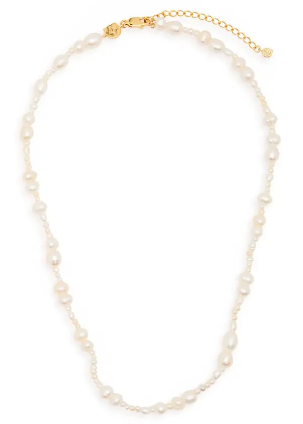 ASTRID & MIYU Serenity Beaded 18kt Gold-plated Necklace - Pearl