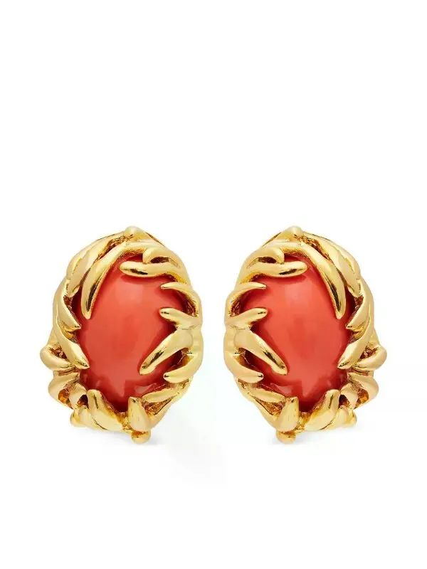 KENNETH JAY LANE Branch And Coral Clip-on Earrings - Gold