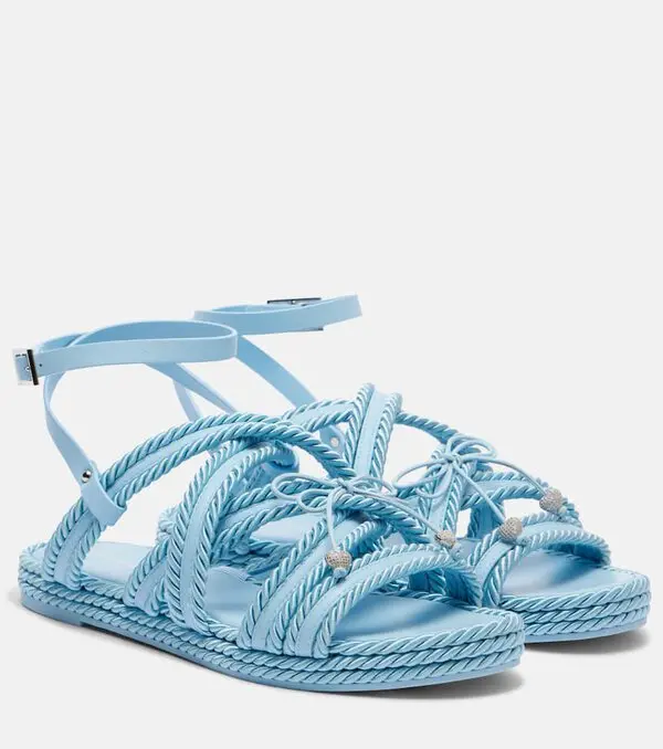 Mach & Mach Embellished Woven Sandals - Blue