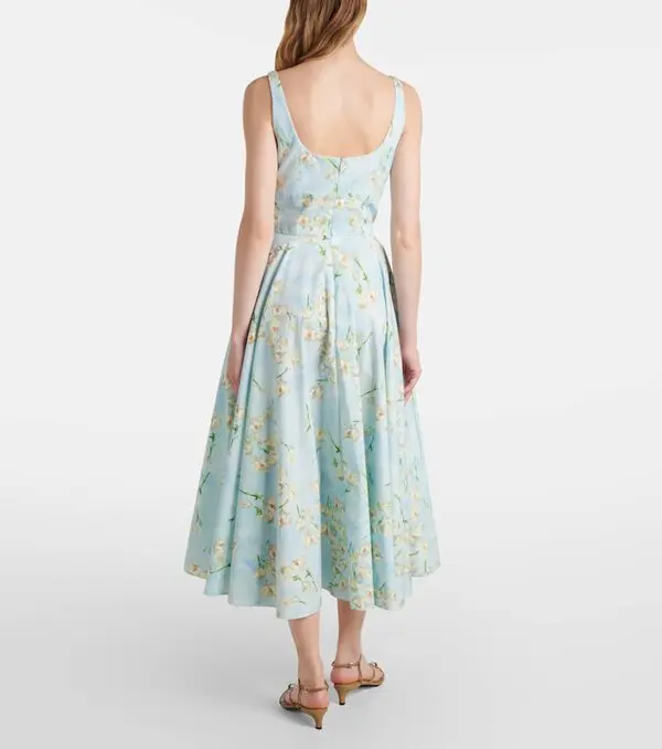 EMILIA WICKSTEAD Mona Floral Cotton Midi Dress - Blue