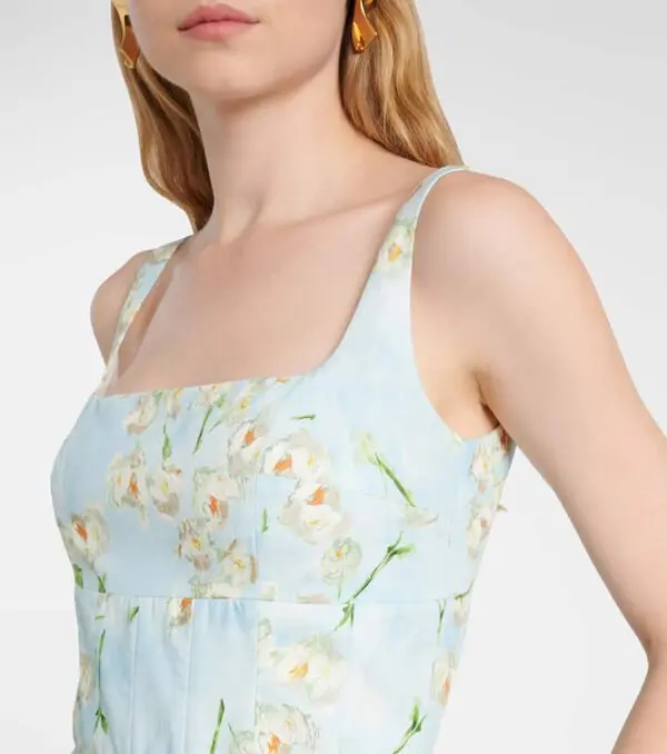 EMILIA WICKSTEAD Mona Floral Cotton Midi Dress - Blue