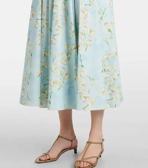 EMILIA WICKSTEAD Mona Floral Cotton Midi Dress - Blue