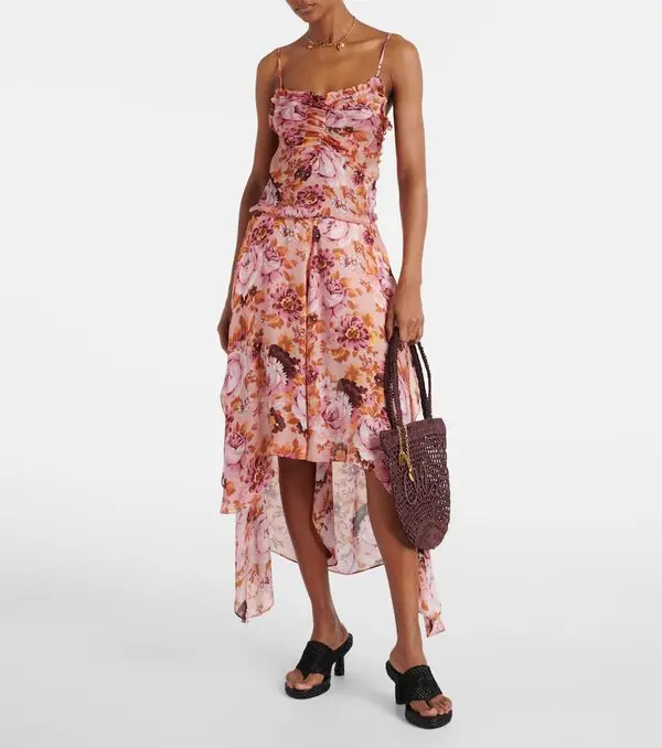 Chloé Ruched Floral Silk Camisole