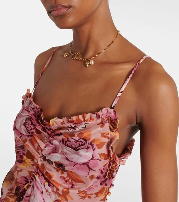 Chloé Ruched Floral Silk Camisole