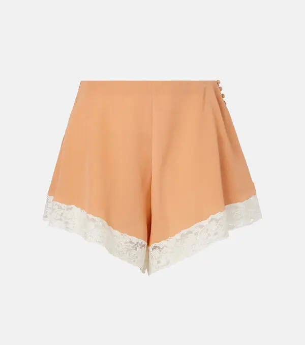 Chloé Lace-trimmed Silk Shorts - Pink