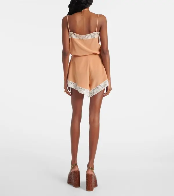 Chloé Lace-trimmed Silk Shorts - Pink