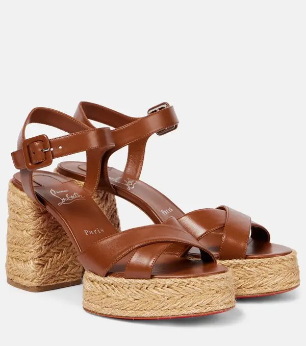 CHRISTIAN LOUBOUTIN Calakala 85 Leather Espadrille Sandals - Brown
