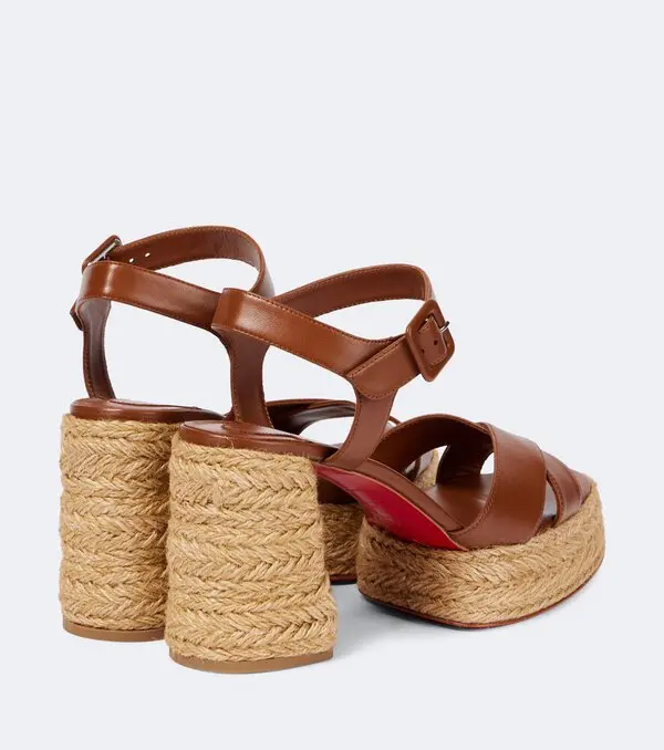 CHRISTIAN LOUBOUTIN Calakala 85 Leather Espadrille Sandals - Brown