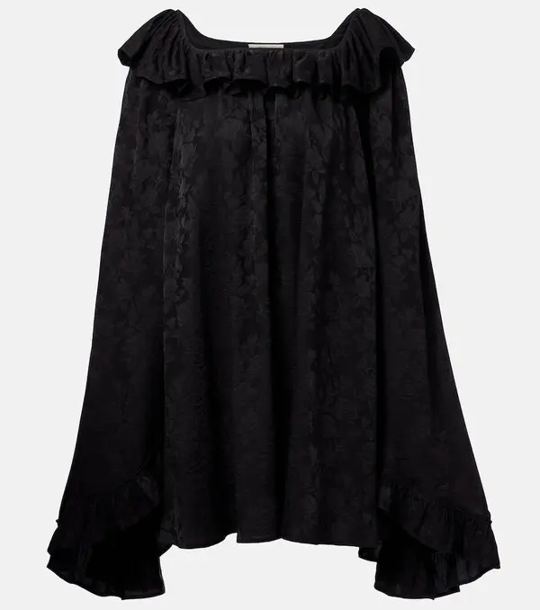Chloé Ruffled Jacquard Silk Minidress - Black
