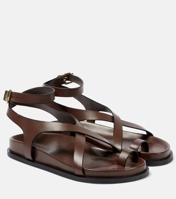 A.emery Jalen Slim Leather Sandals - Brown