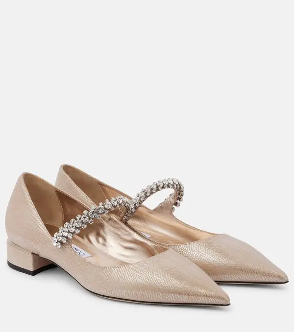 JIMMY CHOO Bing Embellished Leather Mary Jane Pumps - Gold