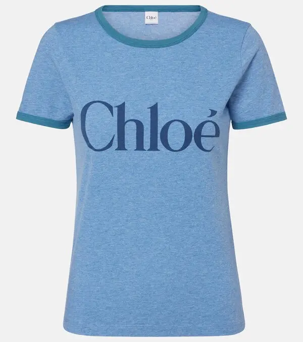 Chloé Logo Cotton-blend Jersey T-shirt - Blue