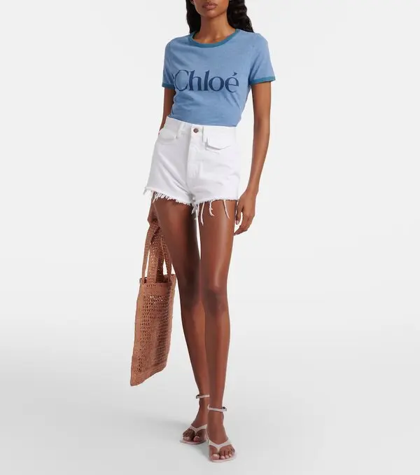 Chloé Logo Cotton-blend Jersey T-shirt - Blue