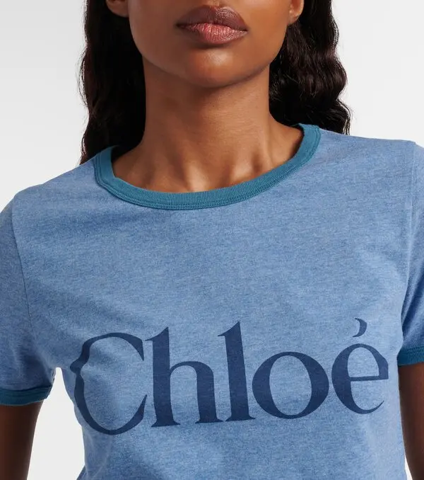 Chloé Logo Cotton-blend Jersey T-shirt - Blue