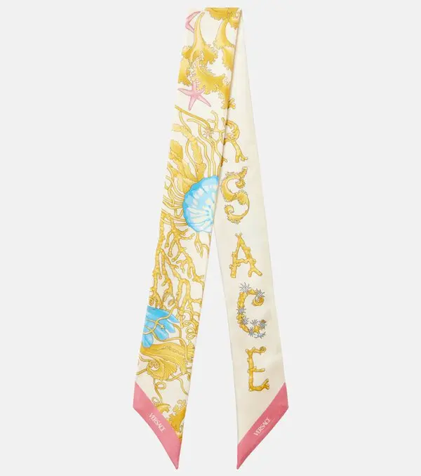 Versace Underwater Barocco Silk Scarf - Yellow