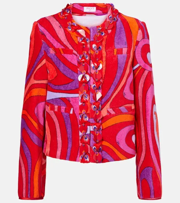Emilio Pucci Marmo Embellished Cotton Terry Jacket