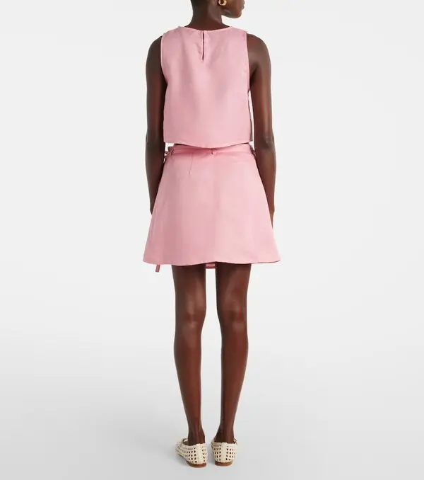 Asceno Kobe Linen Crop Top - Pink