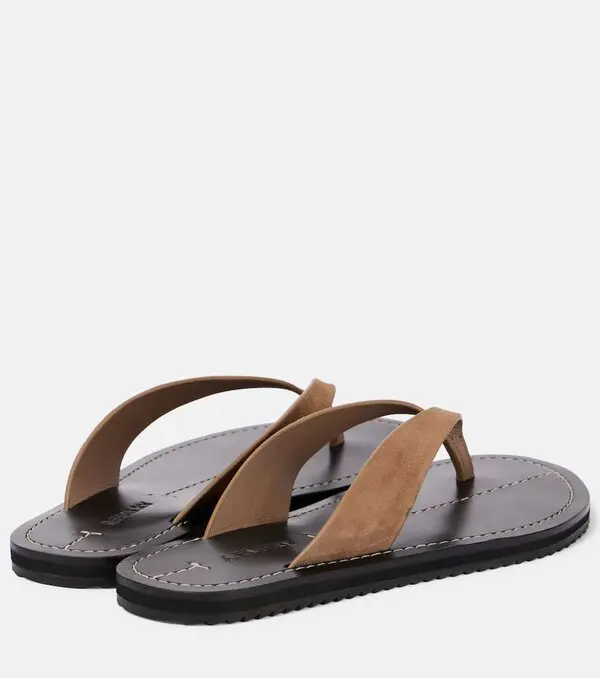 A.emery Flora Suede Thong Sandals - Brown