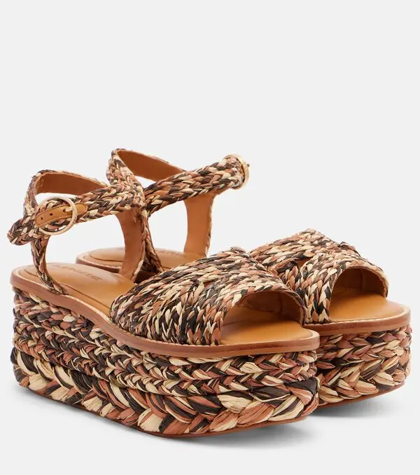 Clergerie Arty Raffia Platform Sandals - Brown