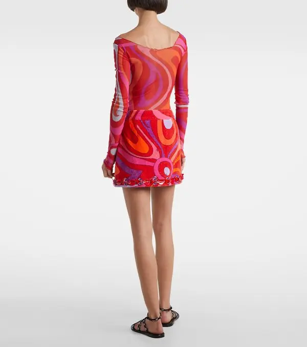 Emilio Pucci Marmo Embellished Cotton Terry Miniskirt - Multicoloured