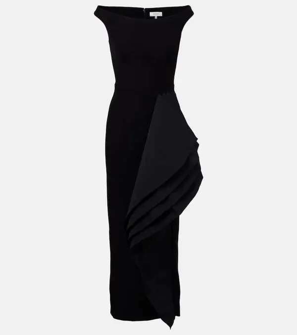 Safiyaa Bree Draped Midi Dress - Black