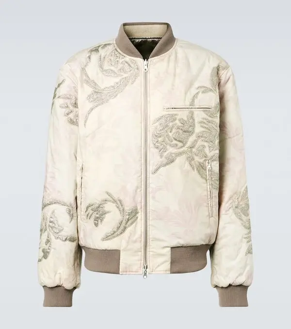 Dries Van Noten Embroidered Cotton Bomber Jacket - Beige
