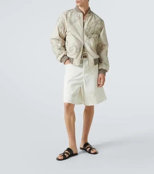 Dries Van Noten Embroidered Cotton Bomber Jacket - Beige