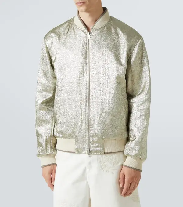 Dries Van Noten Embroidered Cotton Bomber Jacket - Beige