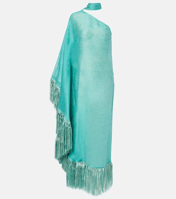 TALLER MARMO Arno Fringed Linen-blend Maxi Dress - Blue