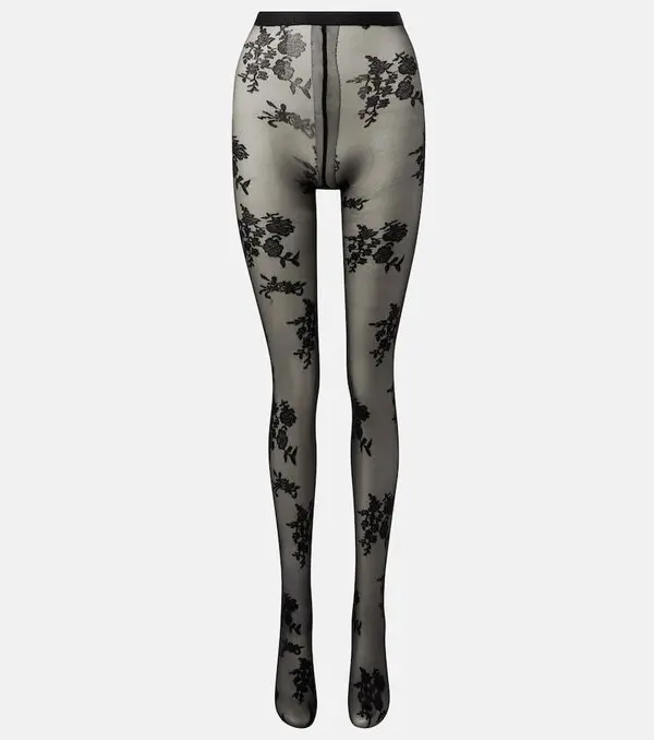 Valentino Garavani Floral Lace Tights - Black