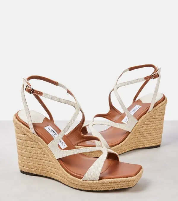 JIMMY CHOO Ayla 110 Espadrille Wedges - White