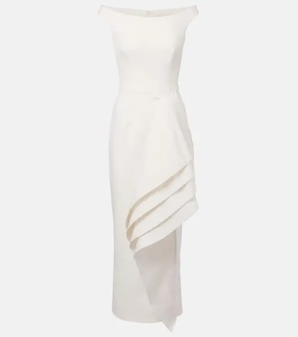 Safiyaa Bree Draped Midi Dress - White
