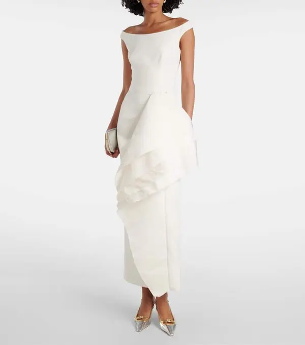 Safiyaa Bree Draped Midi Dress - White