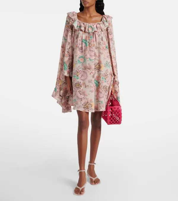 Chloé Ruffled Silk Crêpe De Chine Minidress