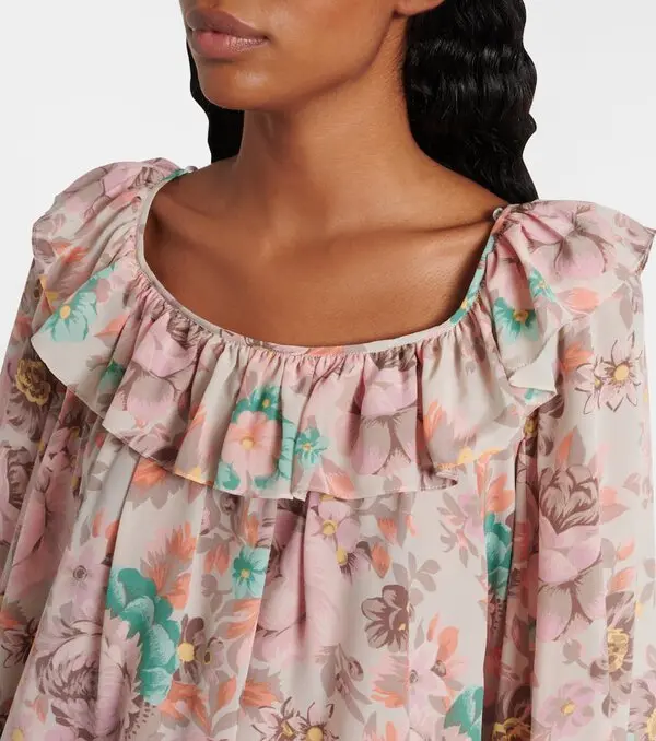 Chloé Ruffled Silk Crêpe De Chine Minidress