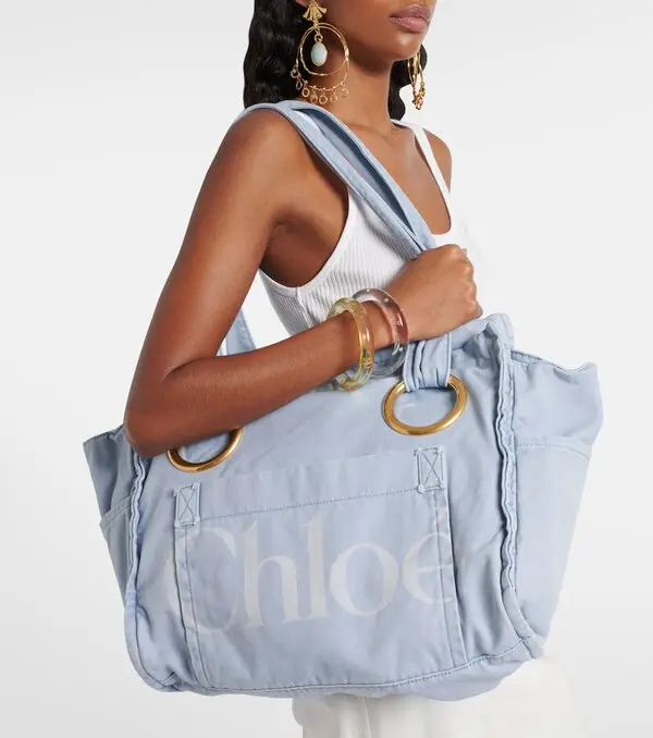 Chloé Logo Cotton Tote Bag