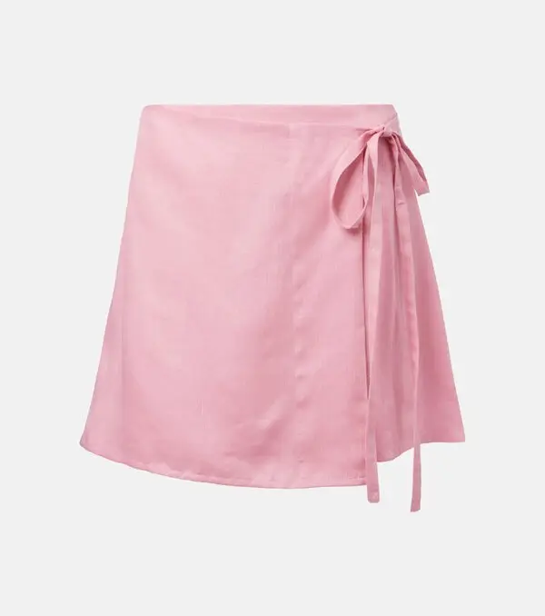 Asceno Positano Linen Miniskirt - Pink