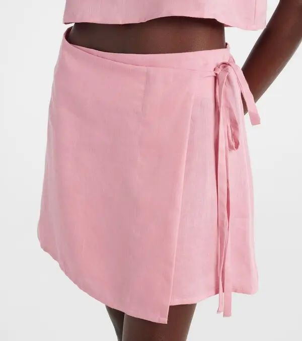 Asceno Positano Linen Miniskirt - Pink